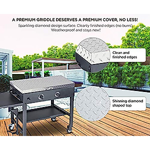 Griddle Cover 36" and 28" Works for Blackstone Griddle Cover 36 &28 inch Waterproof Diamond Plated Lightweight Aluminum Hard Top Lid with Stainless Steel Handle for Outdoor BBQ Hood Grill Accessories