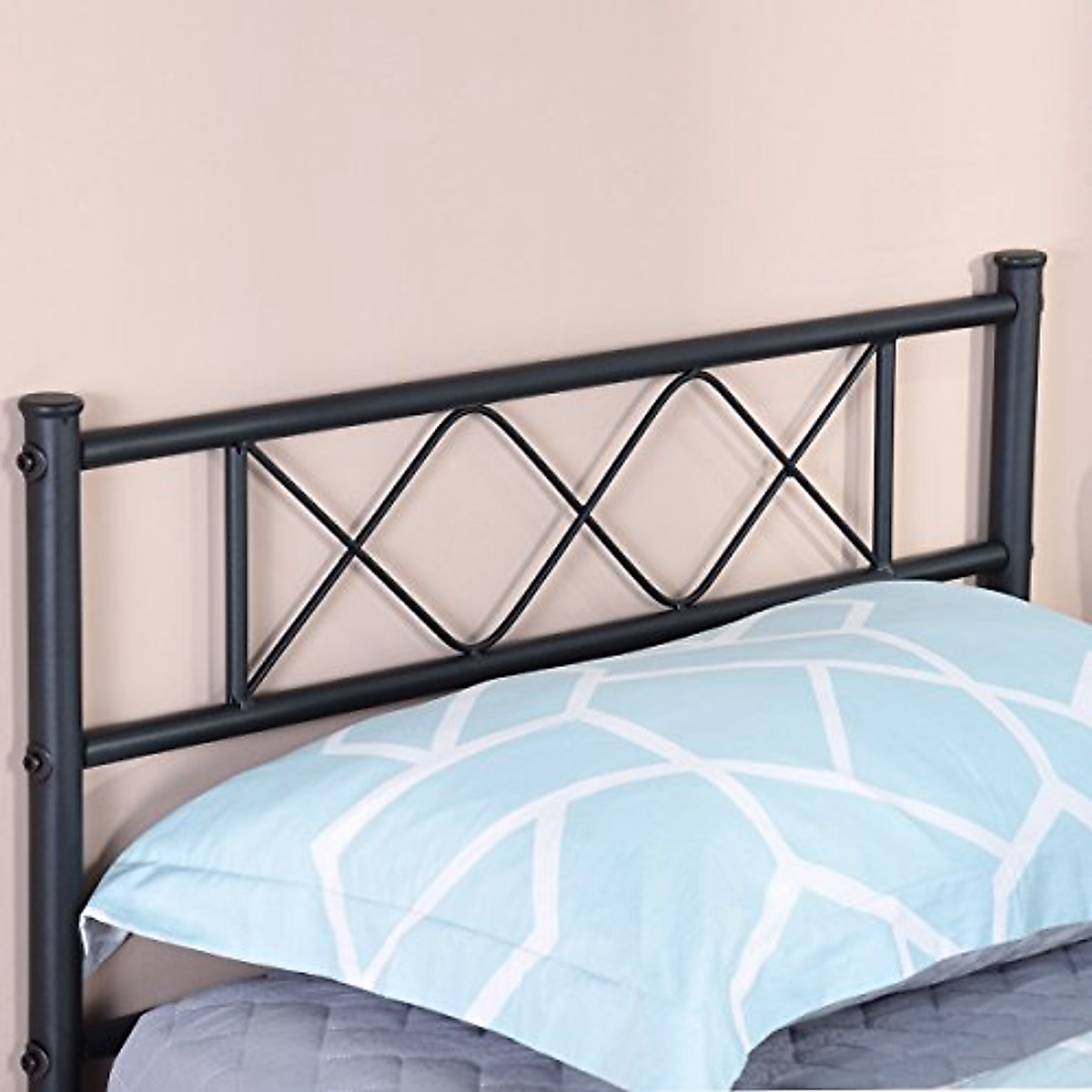 SimLife Metal Platform Bed Frame with Two Headboards Mattress Foundation/Slat Support/No Box Spring Needed, Twin Black
