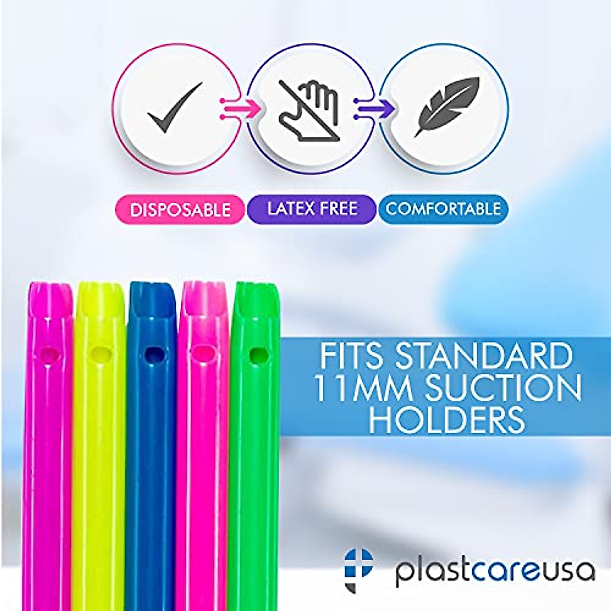 High Volume Evacuator HVE Tips - 1000 HVE Suction Tips Dental Disposable - Vented Evacuation Aspirator Tips with Smooth Edges (Rainbow Assorted - 10 Bags of 100) by PlastCare USA