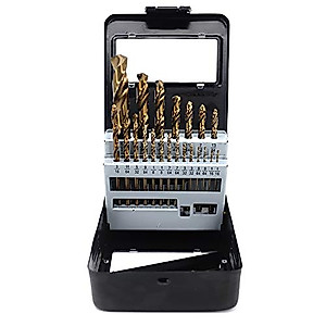 werktough Titanium Drill Bit Set - 21-Piece M35 Co 5% High Speed Steel HSS for Steel Alloy and Other Hard Metals Fully Ground with 135°Split Point Drill Bits in Deluxe Metal Box