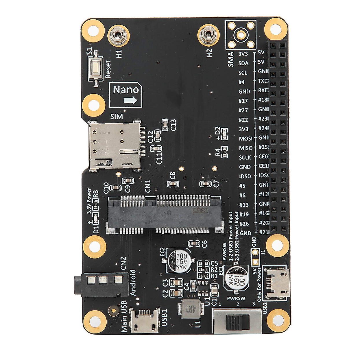 214 3G/4G LTE Base Hat for Raspberry Pi 4/3/2/B+ Models with The 40-pin GPIO Header,Computer Board to USB with SIM Card,up to 3 Amps