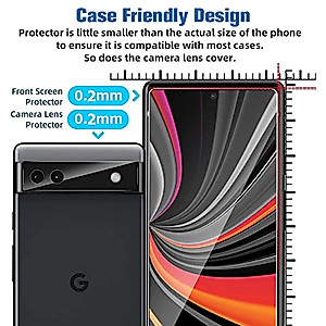 [3+2 Pack] Glass Screen Protector and Camera Protector, HD Clear 9H Tempered Glass Scratch Resistant, Fingerprint Unlock,Full Coverage，Bubble-Free for Google Pixel 7