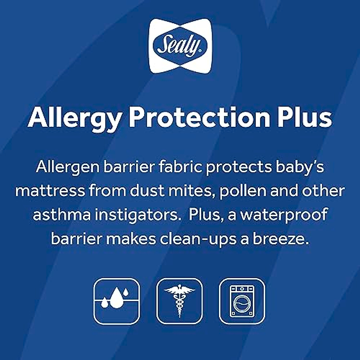 Sealy Allergy Protection Plus Waterproof Fitted Toddler Bed and Baby Crib Mattress Pad Cover Protector, Noiseless, Machine Washable and Dryer Friendly, 52" x 28" - White