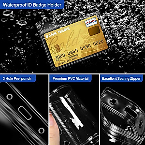 100 Pcs Clear Plastic Horizontal Name Badge ID Card Holders