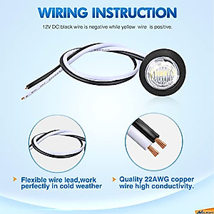 Nilight 10 PCS 3/4 Inch Round LED Clearance Light LED Front Rear Side Marker Indicator Light Bullet Marker Light for Truck RV Car Bus Trailer Van Caravan Boat, 2 Years Warranty