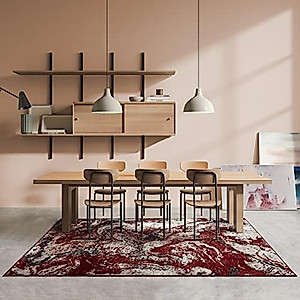 LUXE WEAVERS Abstract Marble Swirl Red 8x10 Area Rug