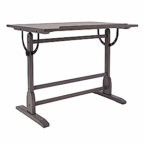 SD STUDIO DESIGNS Vintage Solid Wood Drawing 42" x 30" Angle Adjustable Top Drafting Table, 42", Slate Gray