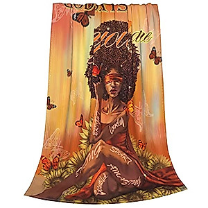 GADZILLE Black Girl Blanket Super Soft Black Women Blanket Velvet Plush Throws Blankets for Couch 60"x80"
