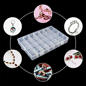 Organizer Box with Parkical Adjustable Dividers, 28 Grids Plastic Storage Container for Jewelry, Craft DIY, Bead Organizer, Sewing, Dip Powder, Hair Accessories (3 Pack 28 Compartment Organizer Box)