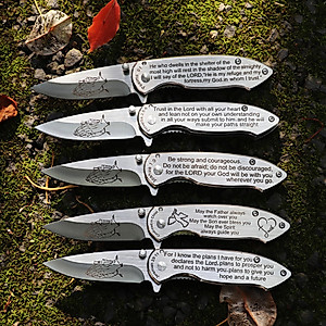 MRSLYFQH Scripture Grace Gifts Jesus Christ Religious Pocket Knive for Mens,Bible Verse Catholic Confirmation & Baptism Holy Salvation Faith Gift