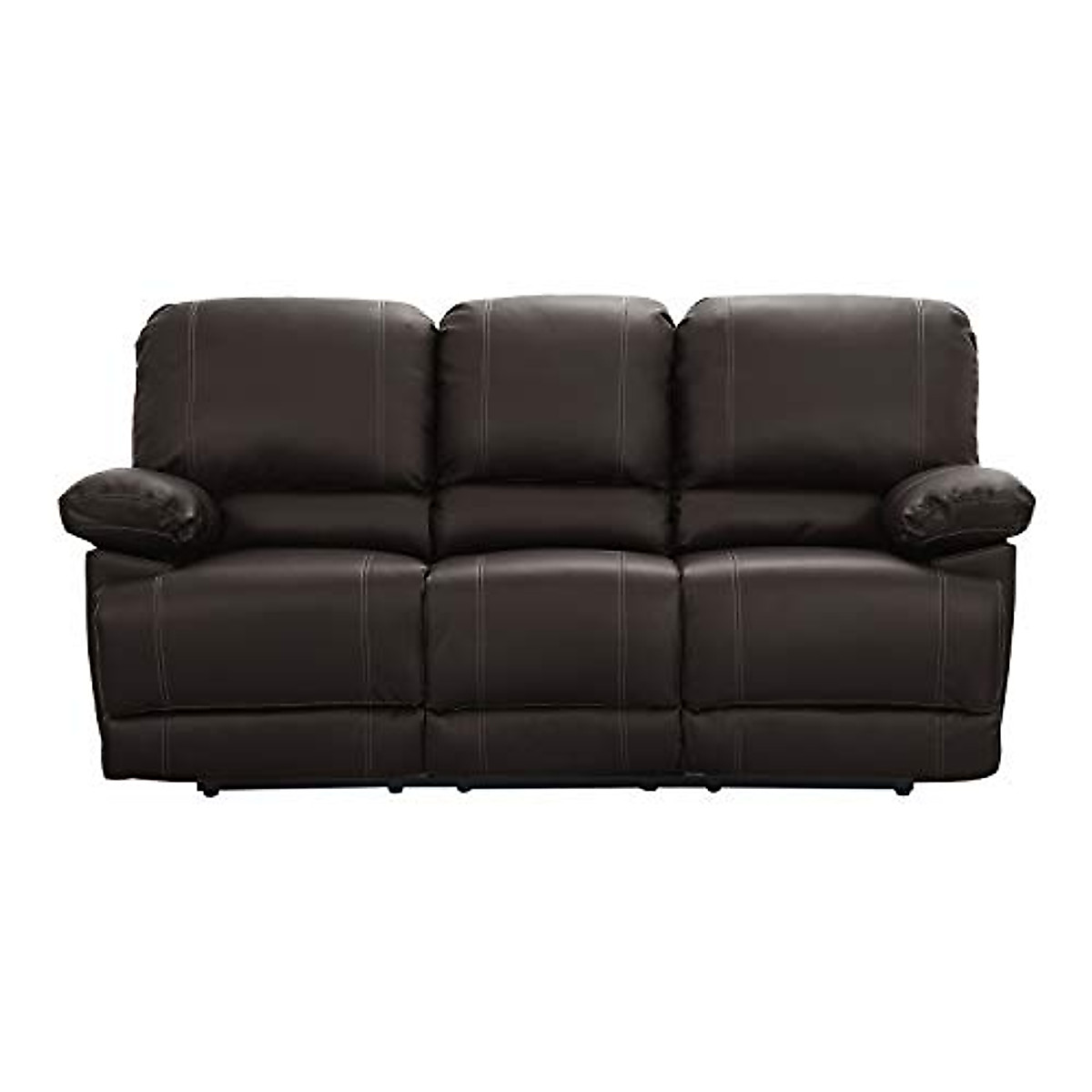 Lexicon Randolph Faux Leather Double Reclining Sofa with Dropdown Table, 81" W, Dark Brown