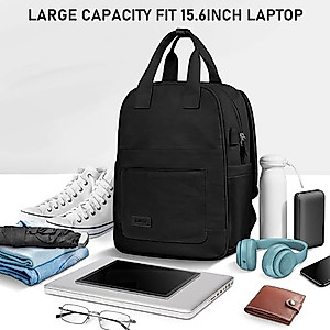 ZOMFELT Casual Laptop Backpack for Women, 15.6 inch Laptop Bag with USB Charging Port, Lightweight College Backpack for School, Daily Backpack Travel Work Backpack for Women, Men, Girls, Black