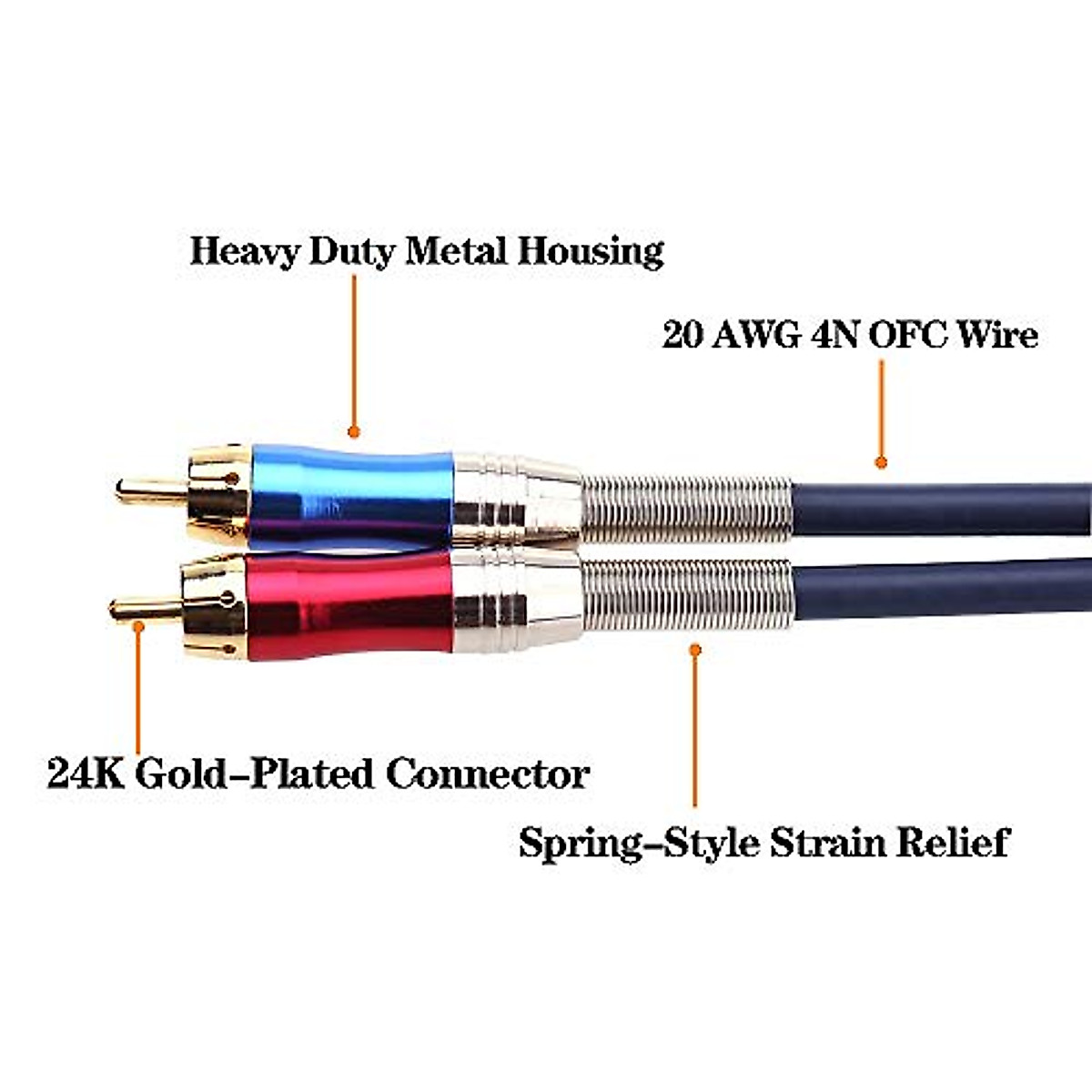 Disino Dual 1/4 inch TS to Dual RCA Stereo Audio Interconnect Cable Patch Cable Cords -3.3 ft