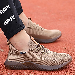 SUADEX Steel Toe Sneakers for Men Women Indestructible Steel Toe Shoes Lightweight Safety Shoes Puncture Proof Work Shoes Composite Toe Shoes Brown