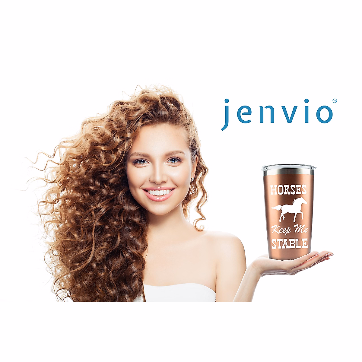 JENVIO Horse Gifts For Women | Horses Keep Me Stable | 20 oz Stainless Steel Wine/Coffee Tumbler w Lid Straws and Gift Box | Unique Mug For Girls, Mom, Birthday, Lovers, Valentine's Day Gift
