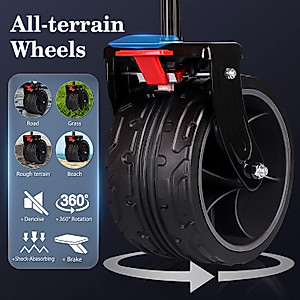 Sekey 220L Collapsible Foldable Wagon with 330lbs Weight Capacity, Heavy Duty Folding Utility Garden Cart with Big All-Terrain Beach Wheels & Drink Holders. Khaki