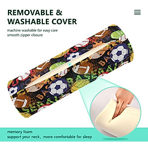 Vnurnrn Sport Balls Neck Support Pillow Round Neck Roll Bolster Cylinder Pillow Cervical Pillows Shoulder Pillow for Leg Knee Back Head Support for Bedroom Camp Work Women Men