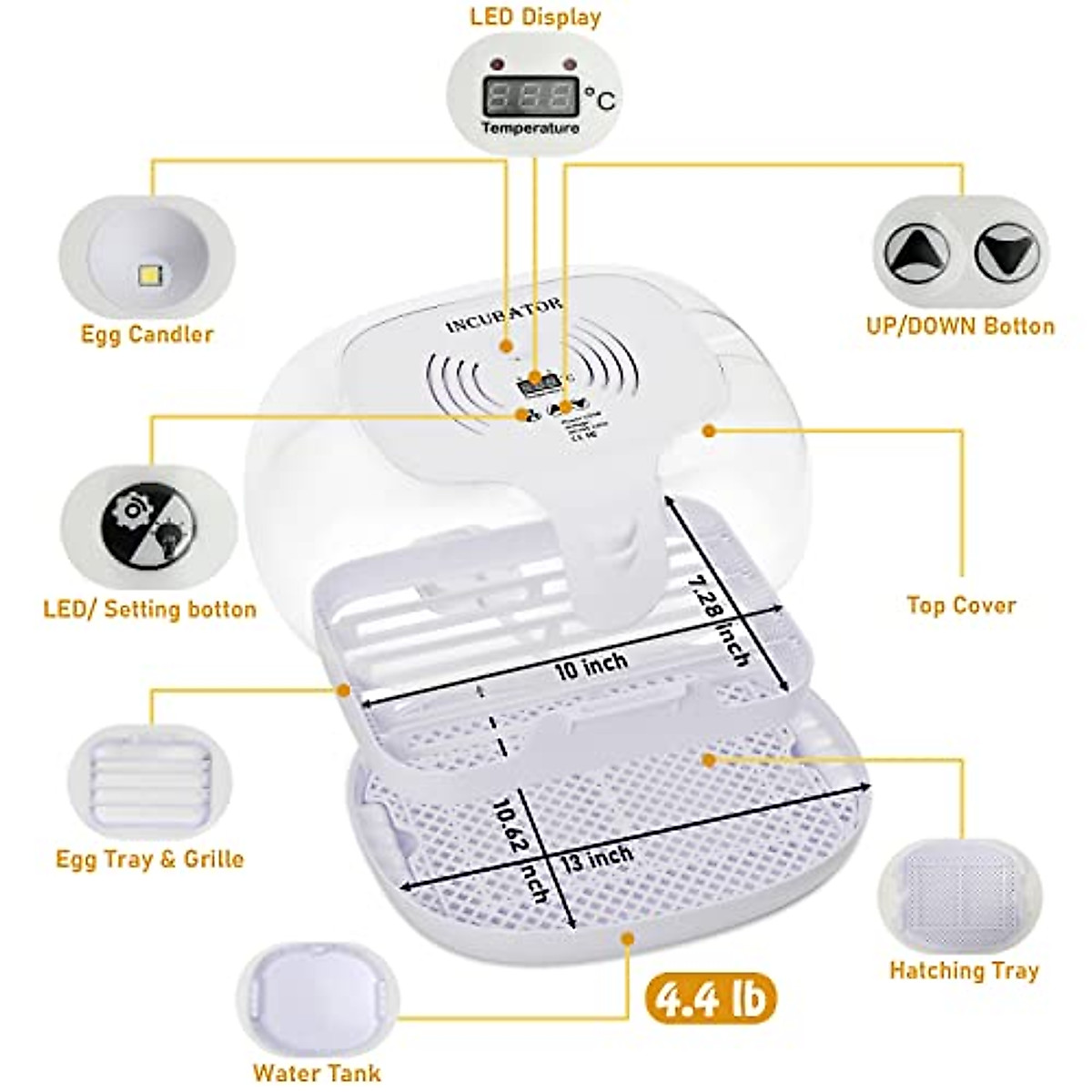 16 Eggs Incubators for Hatching Eggs with Temperature Control, Egg Candle Automatic Egg Turner Poultry Incubators for Hatching Chickens, Ducks, Quails
