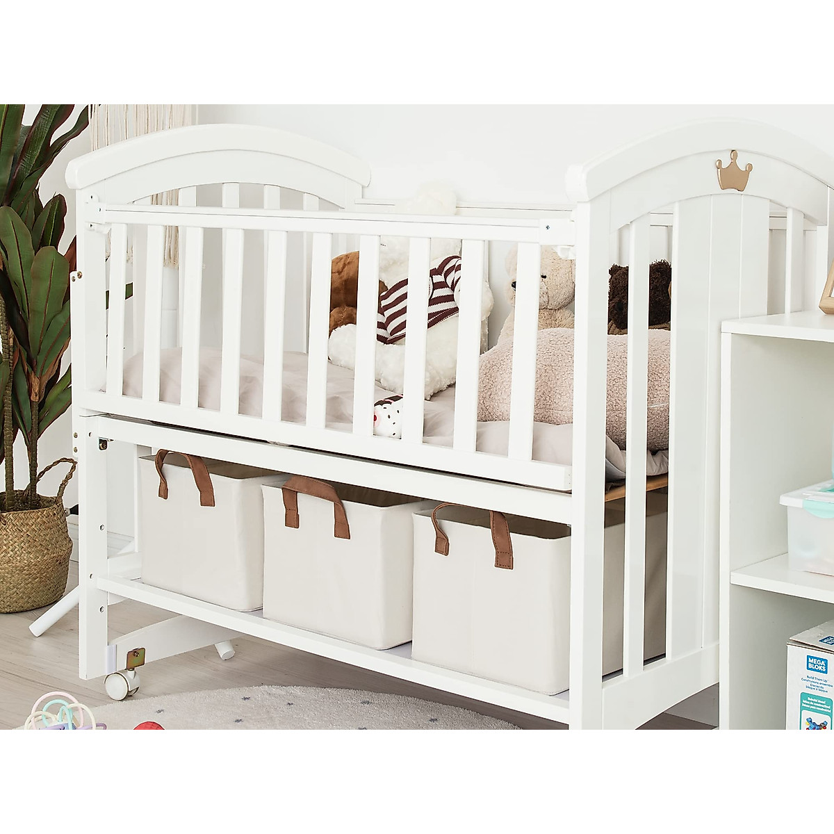 StorageWorks Storage Bins For Shelves With Metal Frame and Fabric Storage Box with PU Handles