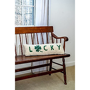 Chandler 4 Corners Artist-Designed Irish Clover Hand-Hooked Wool Decorative Throw Pillow (8” x 24”) St Patrick's Pillow for Couches & Beds-Easy Care, Low Maintenance St Patty's Day Shamrock Pillow