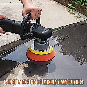 7PCS 5 Inch Buffer Polisher Pads Kit, 5’’ Foam Buffing & Polishing Pad with 5/8’’-11 Backer Pad and Drill Adapter, Car Sponge Buffering Wheels for Polishing & Waxing fit RO/DA Polisher or Drill