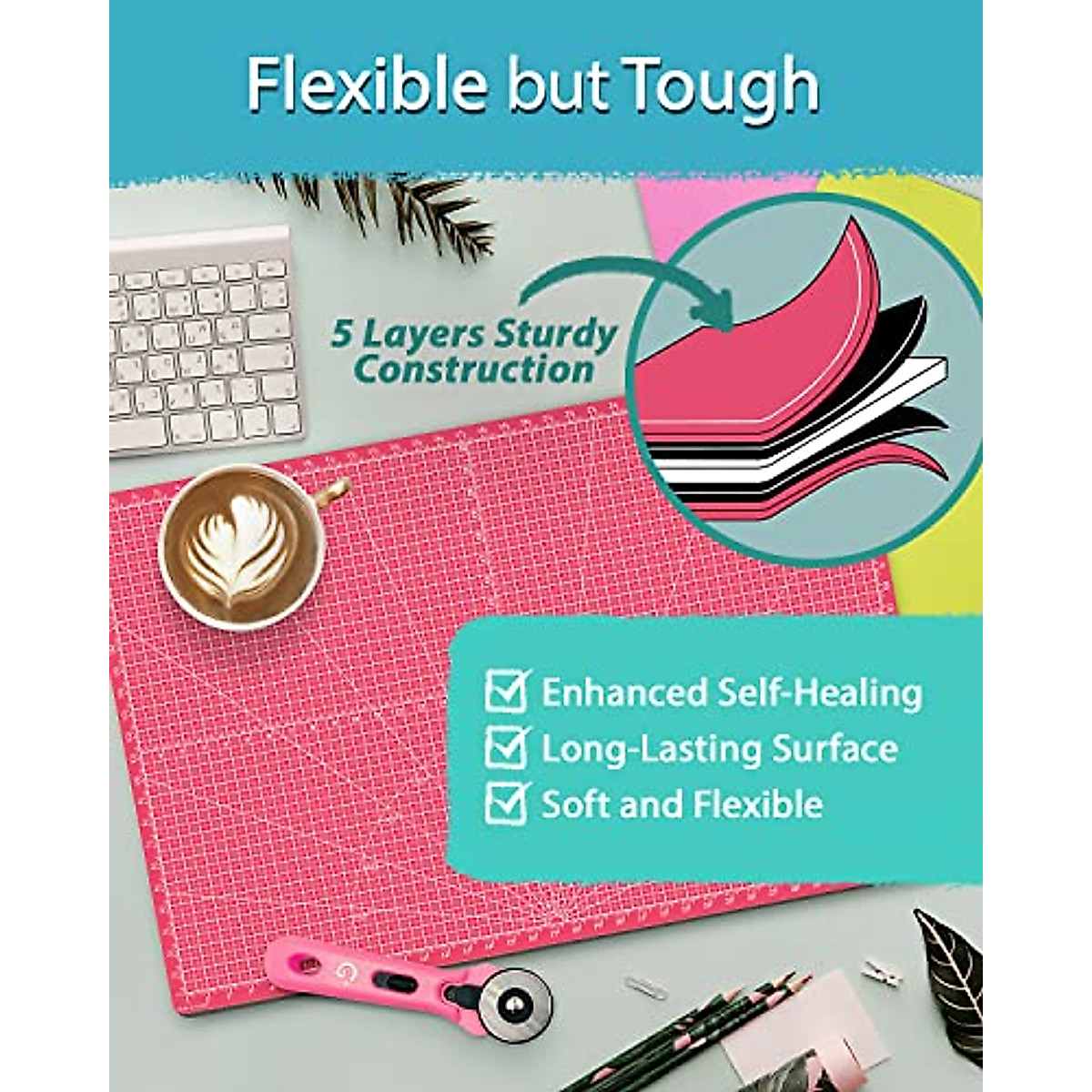 G+ Self-Healing Reversible Cutting Mat - A3 12x18 for Fabric; Double-Sided Cutting Board for Sewing, Crafting, Quilting, Scrapbooking, Rotary Cutting - Perfect for Creators