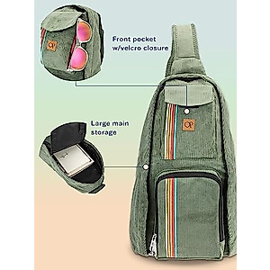 Ocean Pacific Crossbody Sling Bag for Travel, Sports, Beach, Hiking, Work, Casual Daypack for Men Women (Olive)