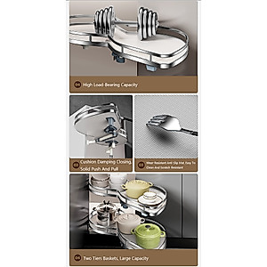 JayHumphrey Blind Corner Cabinet Pull Out Shelf Organizer, Soft Close Swing Right Pull Out Cabinet Organizer 36inch, 2 Tier Kitchen Cabinet Swing Tray (Swing Right)