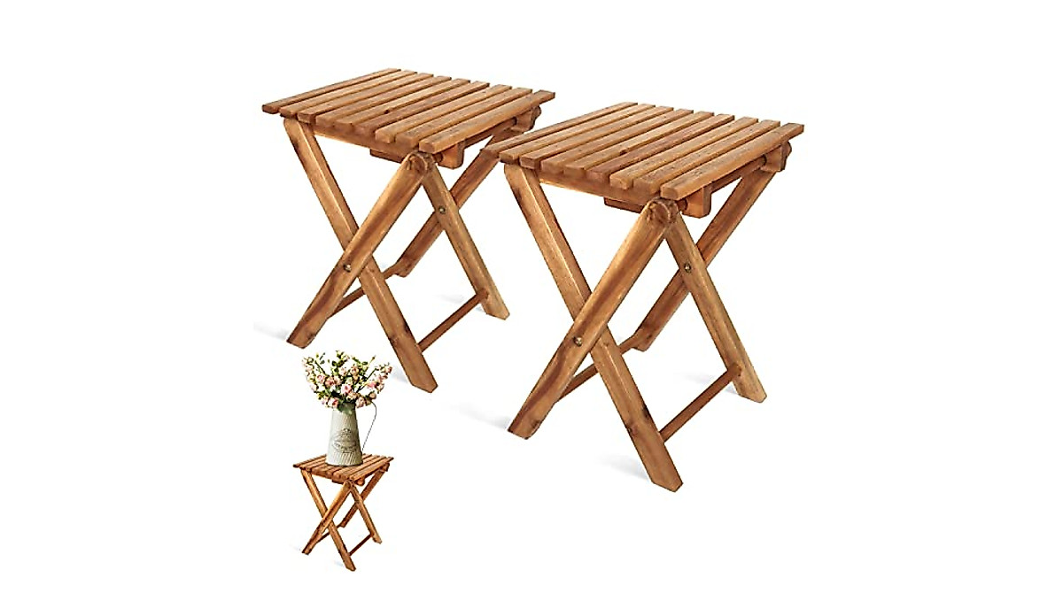 LITADA Acacia Small Patio Tables Set - Easy Assembly