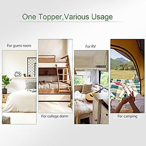 Mattress Topper Queen, Assile 3 Inch Green Tea Memory Foam Mattress Topper with Zippered Bamboo Cover, Cloud-Like Soft