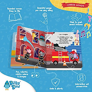 DITTY BIRD Musical Books for Toddlers | Fun Children's Nursery Rhyme Book | The Firefighter Book with Sound | Interactive Toddler Books for 1 Year Old to 3 Year Olds | Sturdy Baby Sound Books