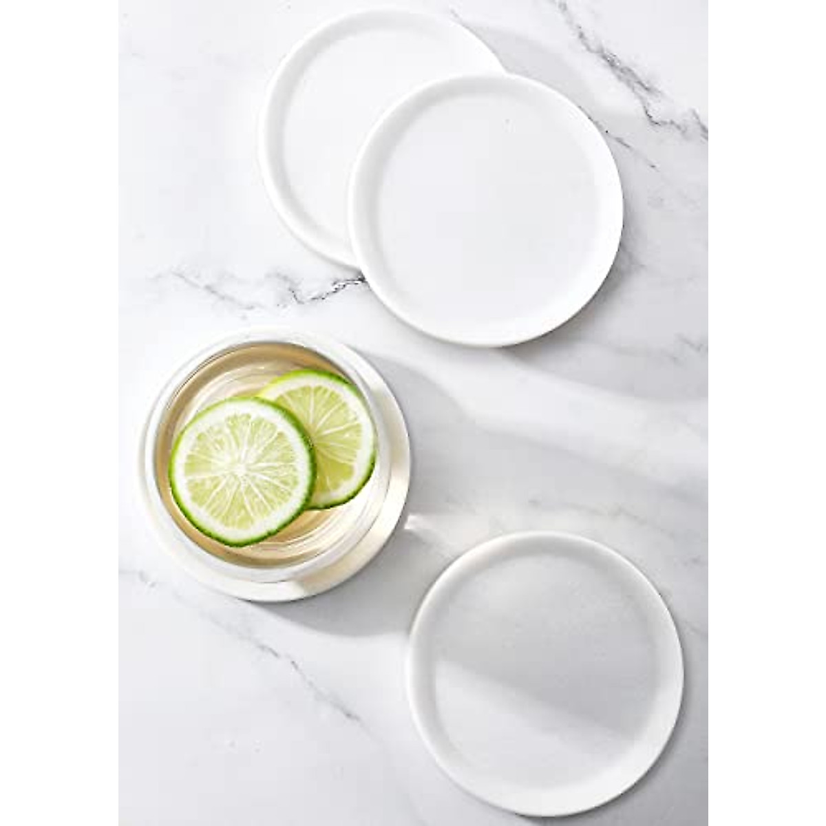 LargeFluted Marble Coaster,High Outside Low Inside and Low,Suitable for Drinks,Wine Glasses,CoffeeCoasters,Diameter4',thickness0.6', Texture Warm,and Delicate,Feel Cool and weighty