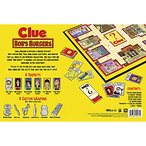 Clue Bobs Burgers Board Game | Themed Bob Burgers TV Show Clue Game | Officially Licensed Bob's Burgers Game | Solve The Mystery in This Unique Clue take on The Classic Board Game