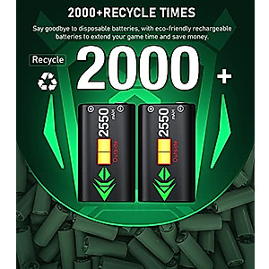 Controller Charger Station with 2x2550mAh Rechargeable Battery Packs for Xbox One/Series X|S Controller, Dual Charging Dock for Xbox One Controller Battery Pack with 4 Battery Covers for Xbox