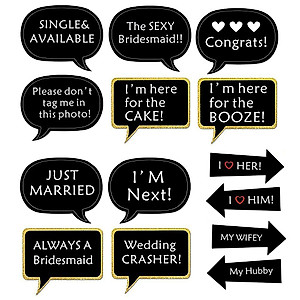 Kotbs 52pcs Wedding Photo Booth Props, Bachelorette Party Photo Booth Prop Kit for Bridal Shower, Engagement and Valentines Party, Photobooth Props Wedding Party Supplies