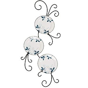 MyGift Wall Mounted Decorative Black Metal Vertical Plate Holder Display Stand, 3 Tier Rack for Large Collectible Plates