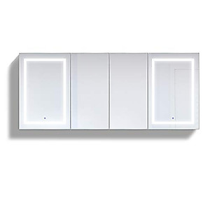 Krugg LED Medicine Cabinet 84 Inch X 36 Inch | Recessed or Surface Mount Mirror Cabinet w/Dimmer & Defogger + 3X Makeup Mirror Inside & Outlet + USB