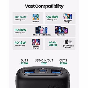 INIU Portable Charger, Small 10000mAh Power Bank USB C In/Output 22.5W Fast Charging, 3-Output Mini Battery Pack Charger with Phone Holder for iPhone 14 13 12 11 Pro Samsung S23 A53 Google iPad Tablet