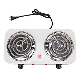 Electric Countertop Stove, 2000W Multifunctional 2 Portable Cooking Stove Electric Hot Plate Double for Home and Outdoor (110V)