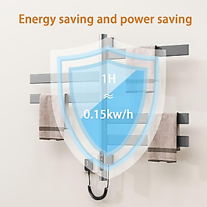 XIHAADOY Heated Towel Rack Towel Warmer Rack Heated Towel Rack Freestanding, 180-Degree Rotation, Ipx5 Waterproof, 110v, 0.163hp,Gray