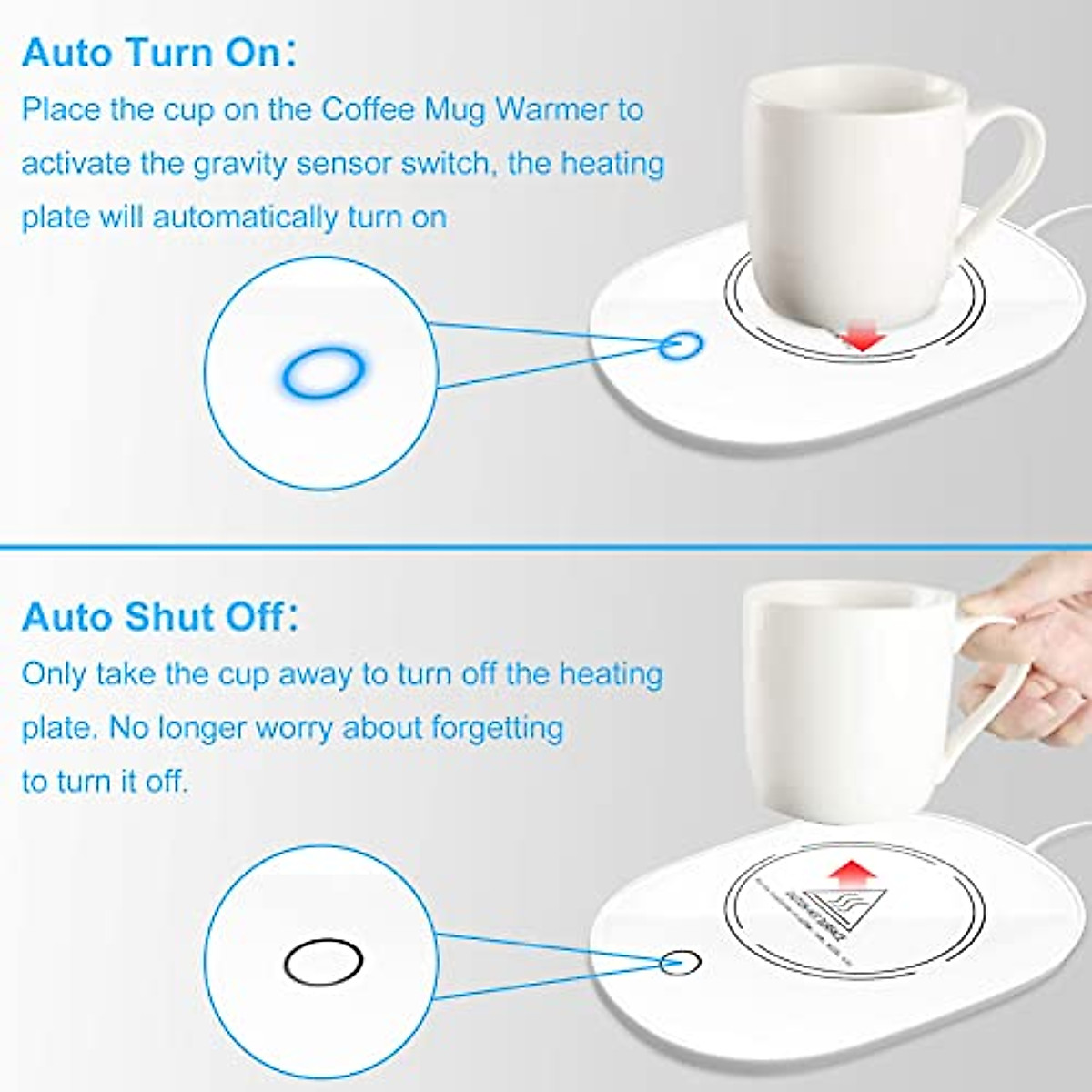 Evoio Coffee Mug Warmer, Coffee Cup Warmer with Automatic Shut Off, Coffee Warmer for Desk Office Home Use, Cup Warmer Plate for Coffee, Milk, Tea, Water, New Year Birthday Gift, White