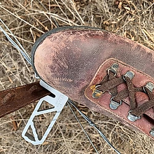 HME Secure Stable Durable Aluminum Portable T-Post Fence Step for Outdoor Activities with/Nylon Storage Pouch and Integrated Slot