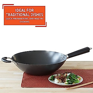 IMUSA USA 14" Traditional Nonstick Coated Wok with Triangle Helper Handle