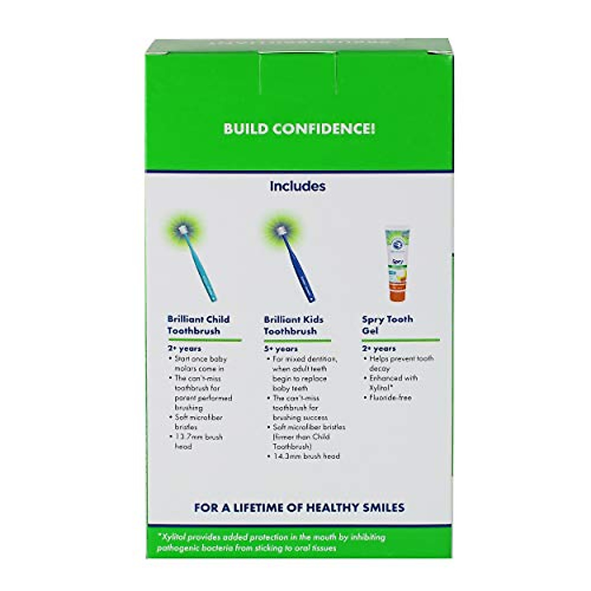 Growing Kids Oral Care Kit by Brilliant Oral Care- Set has Brilliant Child Toothbrush, Kids Toothbrush & 2oz Spry Strawberry-Banana Flavor Tooth Gel, Dental Care for 2 Years Old and Up, Pink