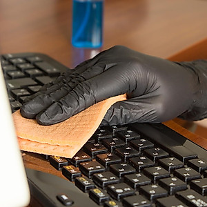 ForPro Disposable Nitrile Gloves, Chemical Resistant, Powder-Free, Latex-Free, Non-Sterile, Food Safe, 4 Mil, Black, Large, 100-Count