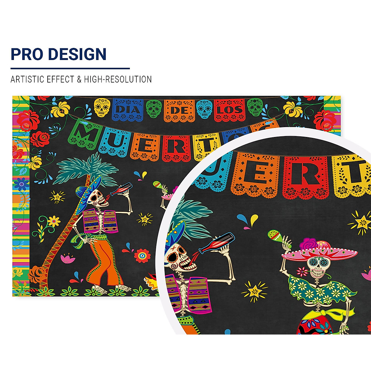 Allenjoy Day of The Dead Backdrop for Mexican Fiesta Sugar Skull Photography Background Dia DE Los Muertos Dress-up Birthday Party Supplies Fiesta Banner Table Decor Decoration Photo Booth Shoot