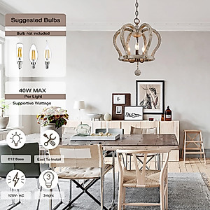 CFAGHOMEDESIGN Crown Chandelier,3-Light Wood Chandelier Light Fixture Modern,Wooden Chandeliers for Living Room,Farmhouse Dining Room Light fixtures Over Table,Antique and Rusty Gold Finish