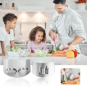 8pcs Stainless Steel Finger Guards, Single & Double-Finger Protector for Cutting Chopping Finger Guard Open-Ring Style Finger Shield for Cutting Aid Kitchen Tool Slicing Dicing Chopping