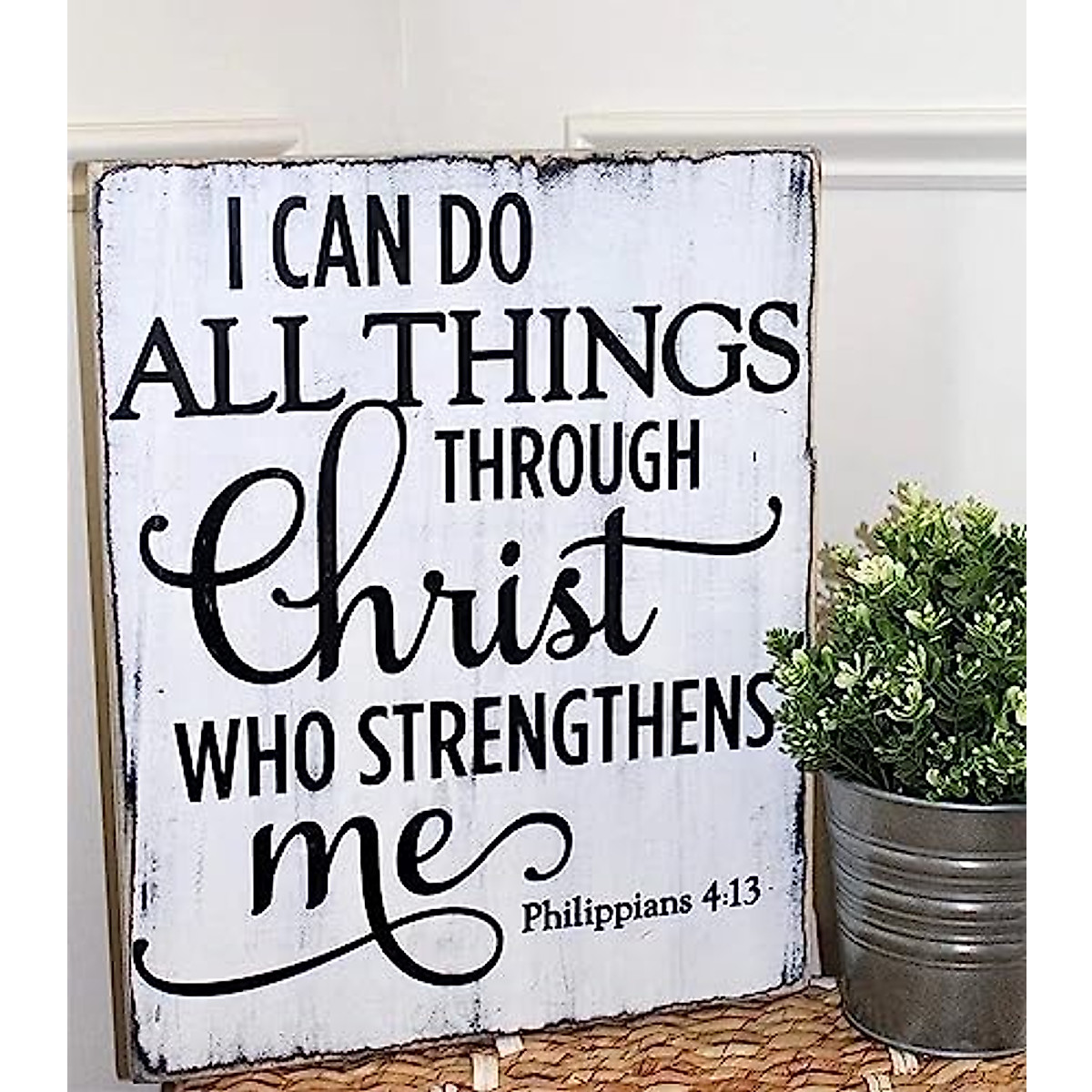 I can do All Things Through Christ who Strengthens me, Religious Wood Sign, Rustic Bible Verse Sign, Philippians 4:13