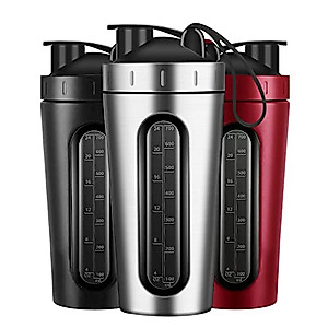 Jeedoo Protein Shaker Bottle, 28oz Shaker Bottles for Protein Mixes and Pre Workout, Visible Window, Stainless Steel Shaker Bottle Leak Proof (silver)